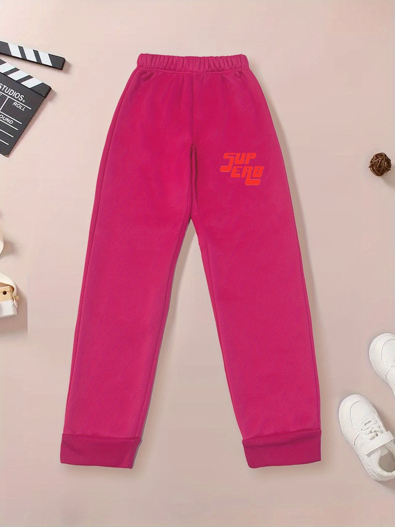 Super Print Girls Active Pants Elastic High Waisted - Temu Australia