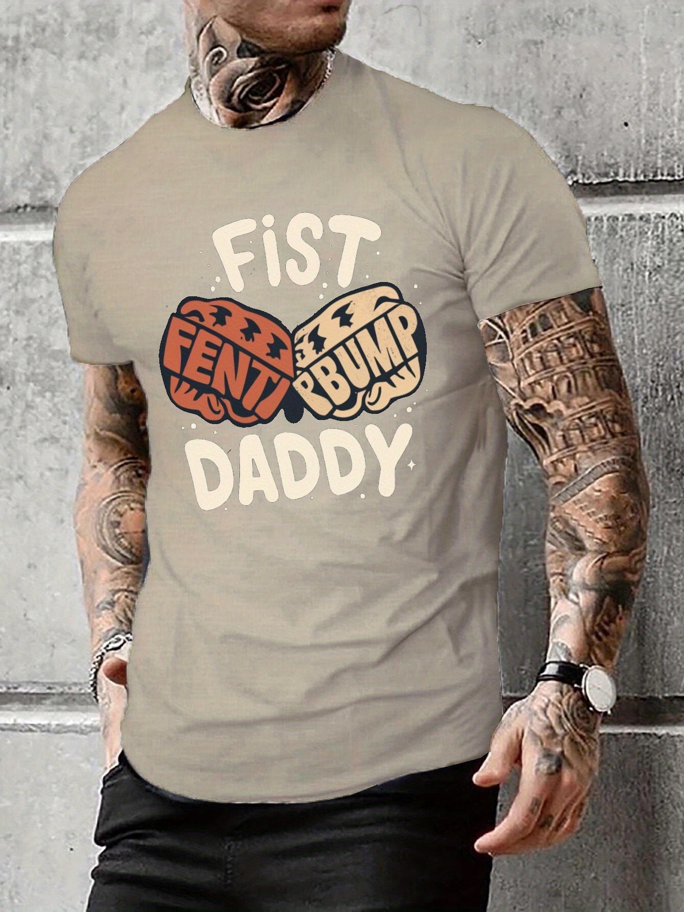 Plus Size Men's Stylish Loose Fist Daddy Pattern Shirt - Temu Canada