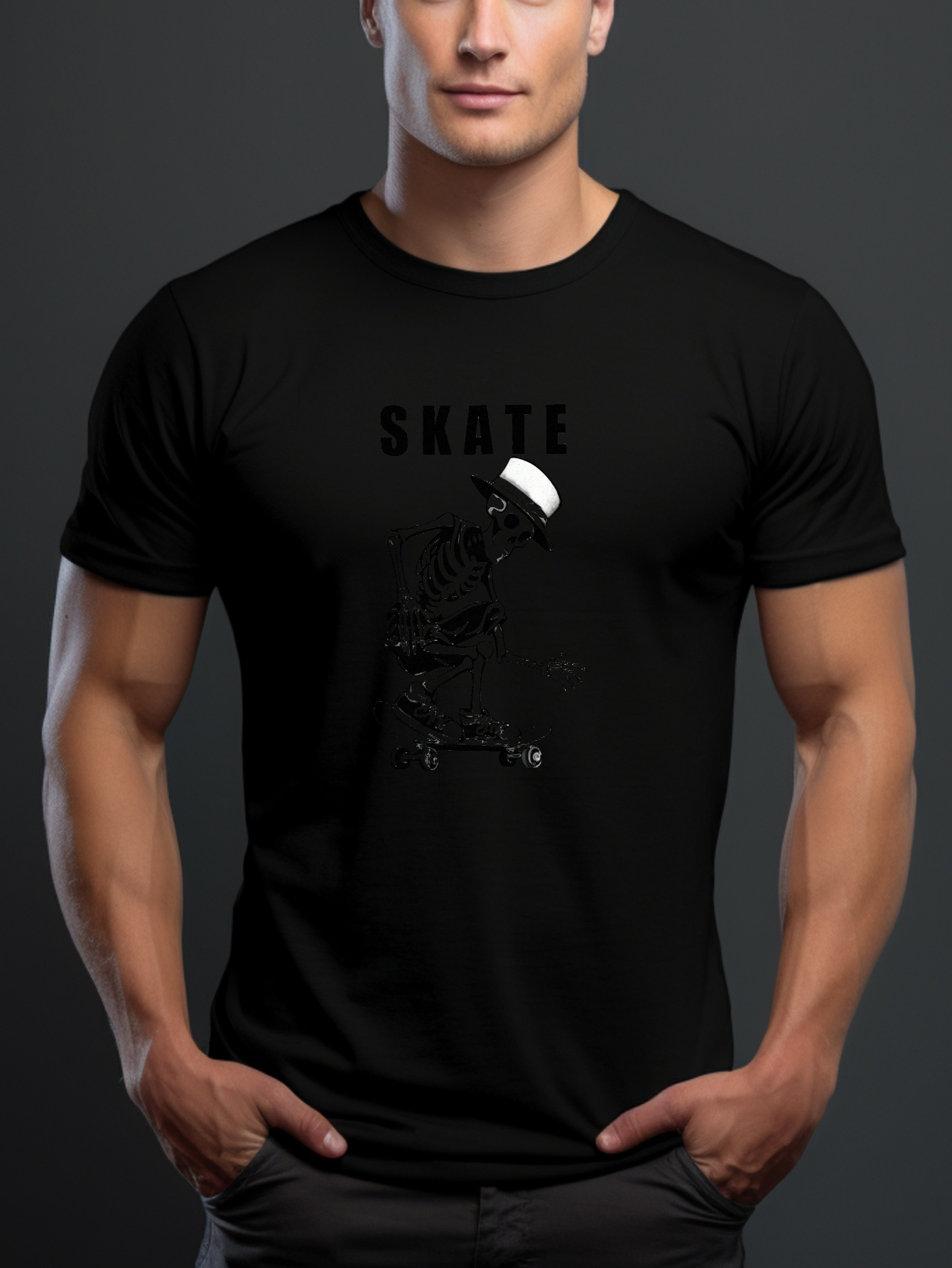 Skeleton Print Men's Graphic Design Crew Neck T shirt Casual - Temu Ireland