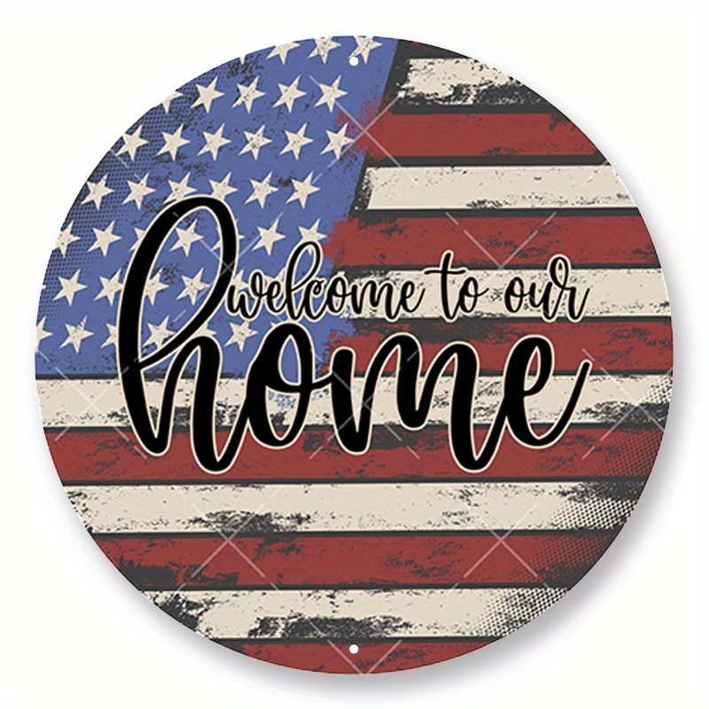 Aluminum Metal Sign Rustic Patriotic Welcome Home Wreath - Temu New Zealand