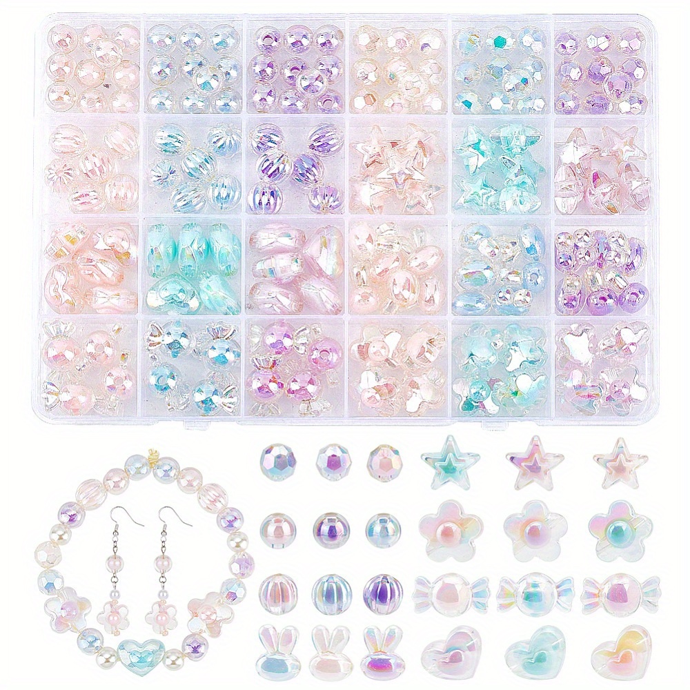 24 Style Transparent Acrylic Beads Ab Color Flower Heart - Temu Canada