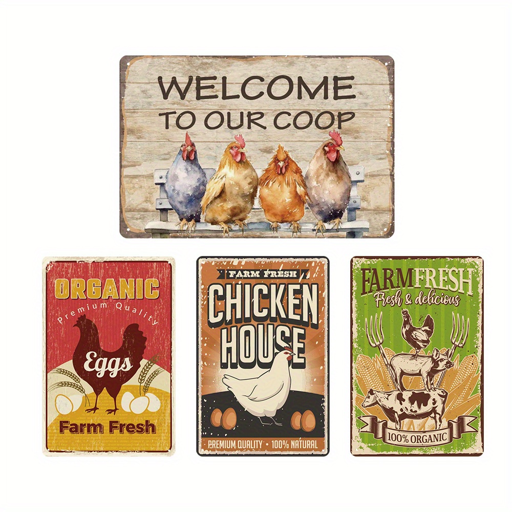 Chicken Vintage Plaque Decorated Metal Tin Marks Farm Family - Temu Canada