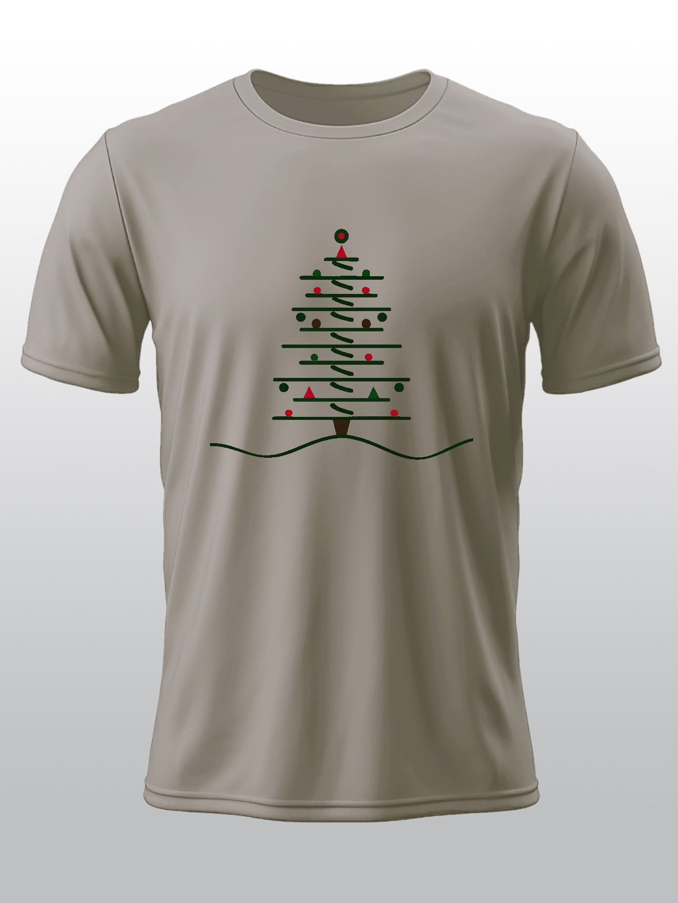 Line Art Christmas Tree Print Tees Men Casual Crew Neck T - Temu Australia