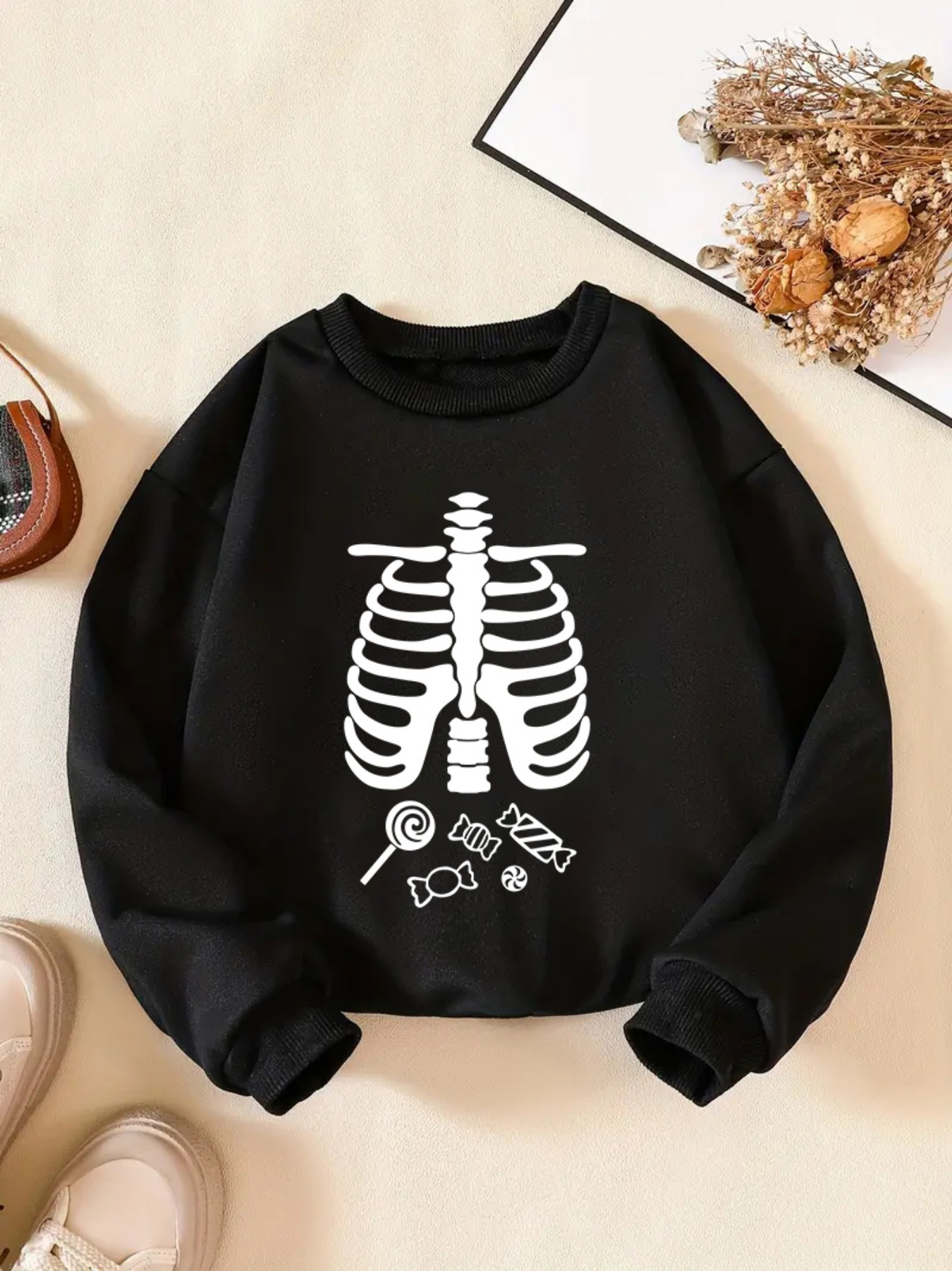 Creative Skeletons Print Girl's Casual Sweatshirt Comfort - Temu United ...