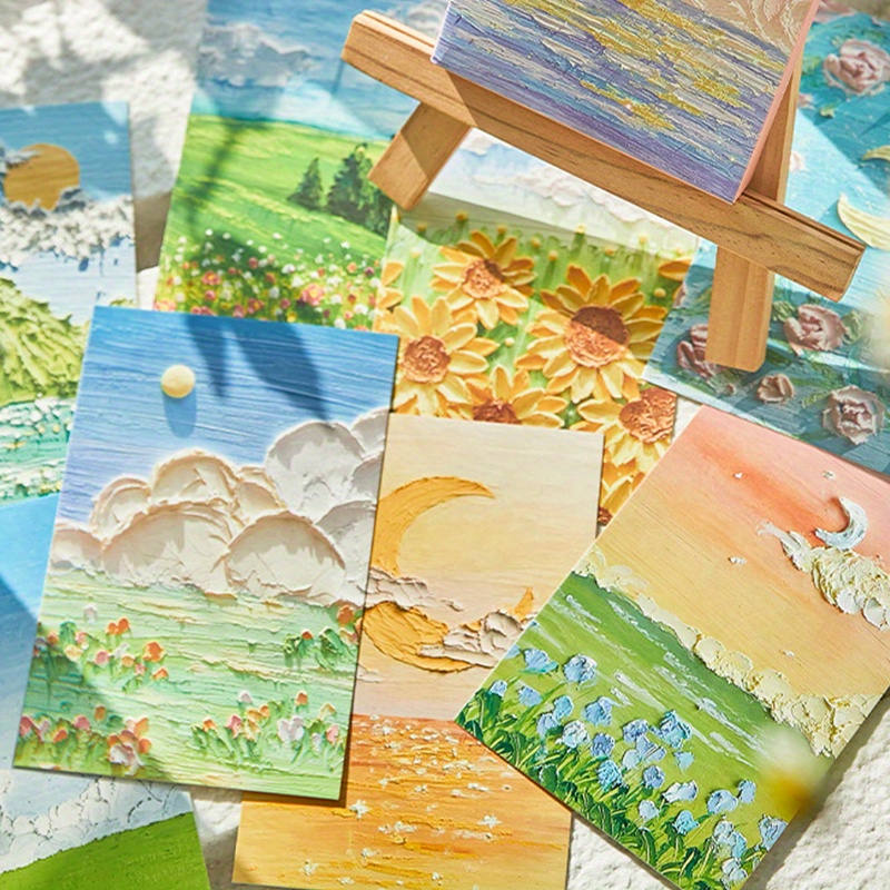 Handcrafted Oil Painting Style Greeting Cards Perfect - Temu Canada