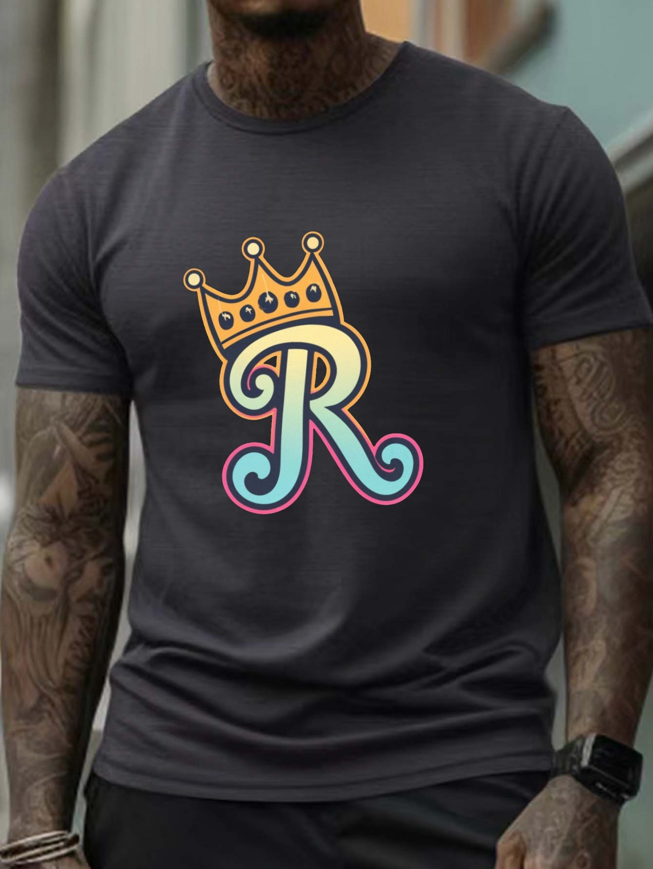 Plus Size Letter R Print Mens Short Sleeve T Shirts Comfy Temu Canada