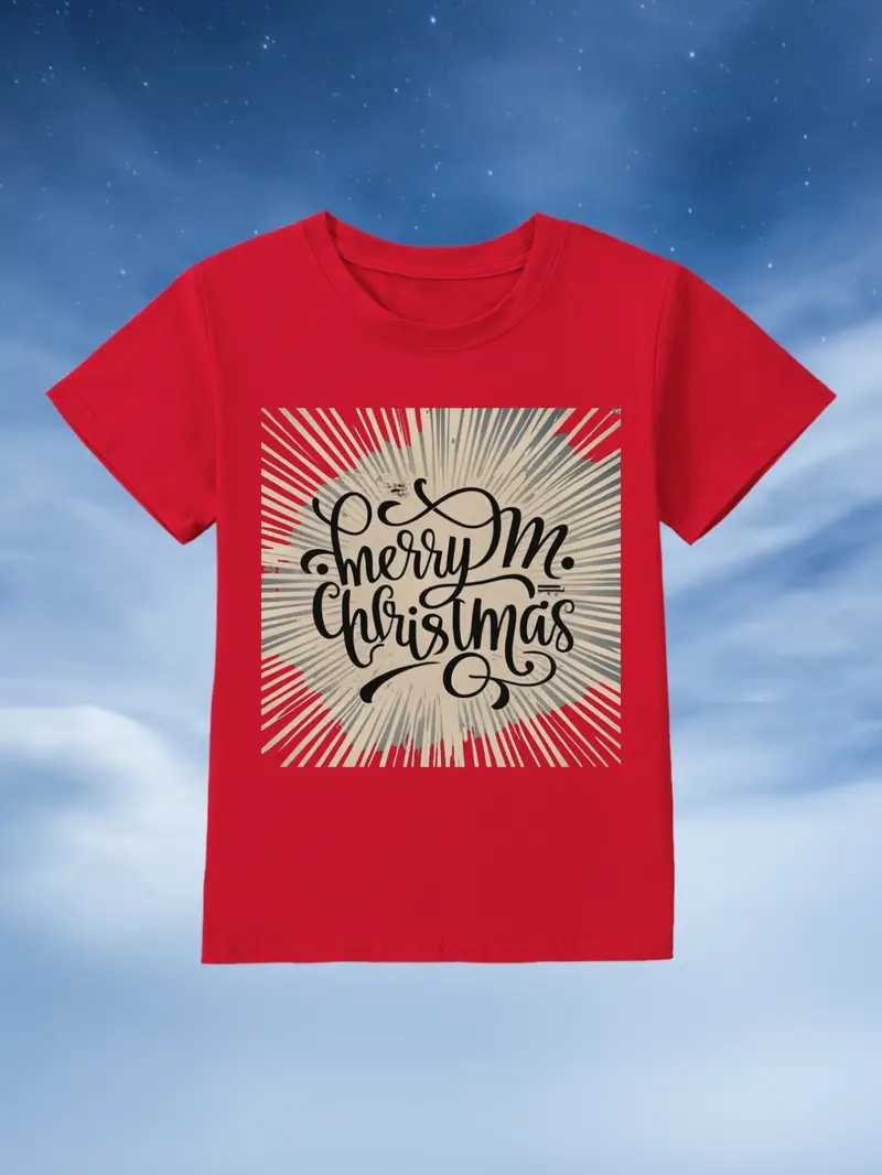 Merry Christmas Print Drenge Xmas T Shirts Kortærmet Rund Temu Denmark