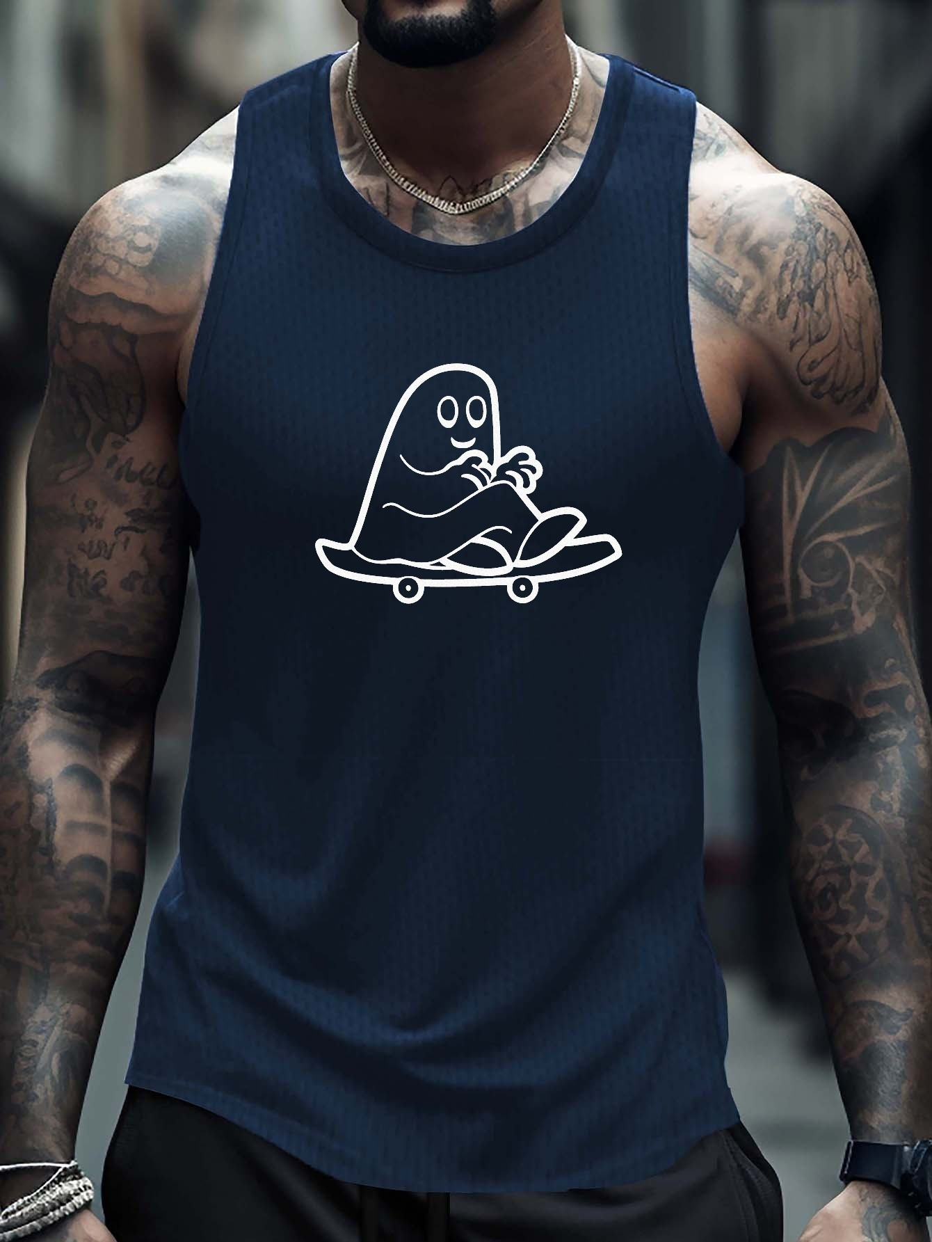 Ghost Cartoon Print Men's Sleeveless Tank Tops Comfy Casual - Temu ...