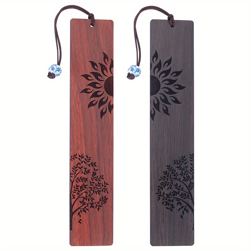 2 Colors Sandalwood Carving Bookmark Polyester Cord Ceramic - Temu ...