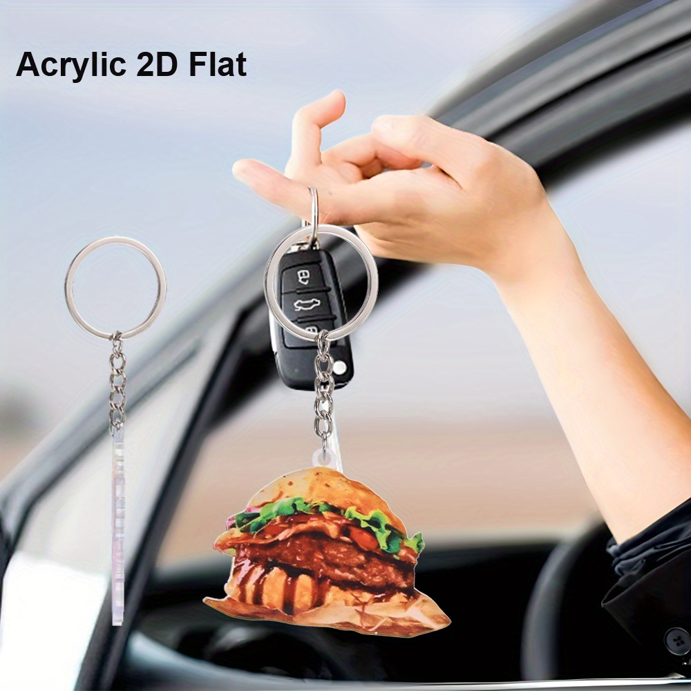 Hamburger Chicken Steak Car Key Chain 2d Acrylic Plane - Temu New Zealand