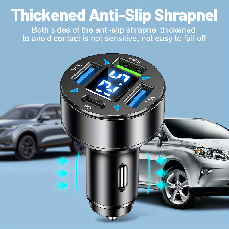 Car Charger 4 in Fast Charging Adapter Voltmeter - Temu