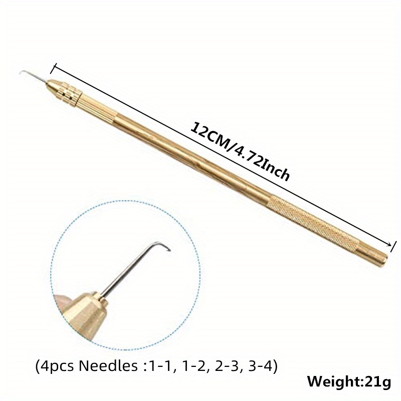 Lace Ventilating Needle 4 Pieces Ventilating Needles + 1 Brass Bracket ...