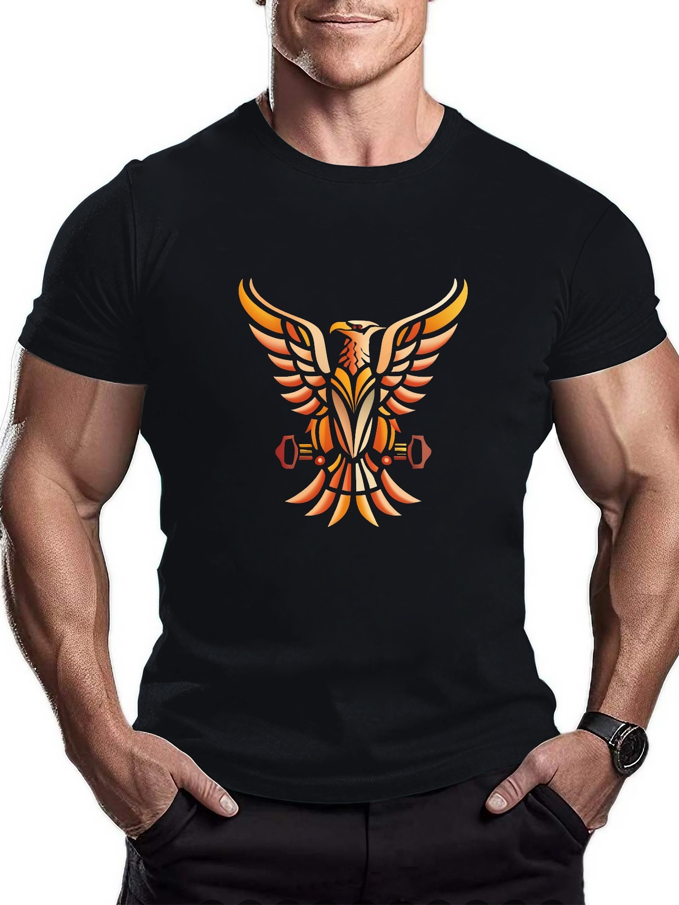 Eagle Logo Print T Shirt Tees Men Casual Short Sleeve T - Temu Canada