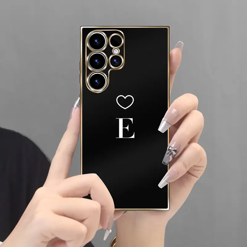 Letter E Pattern Luxury Electroplating Phone Case Full Body Temu New