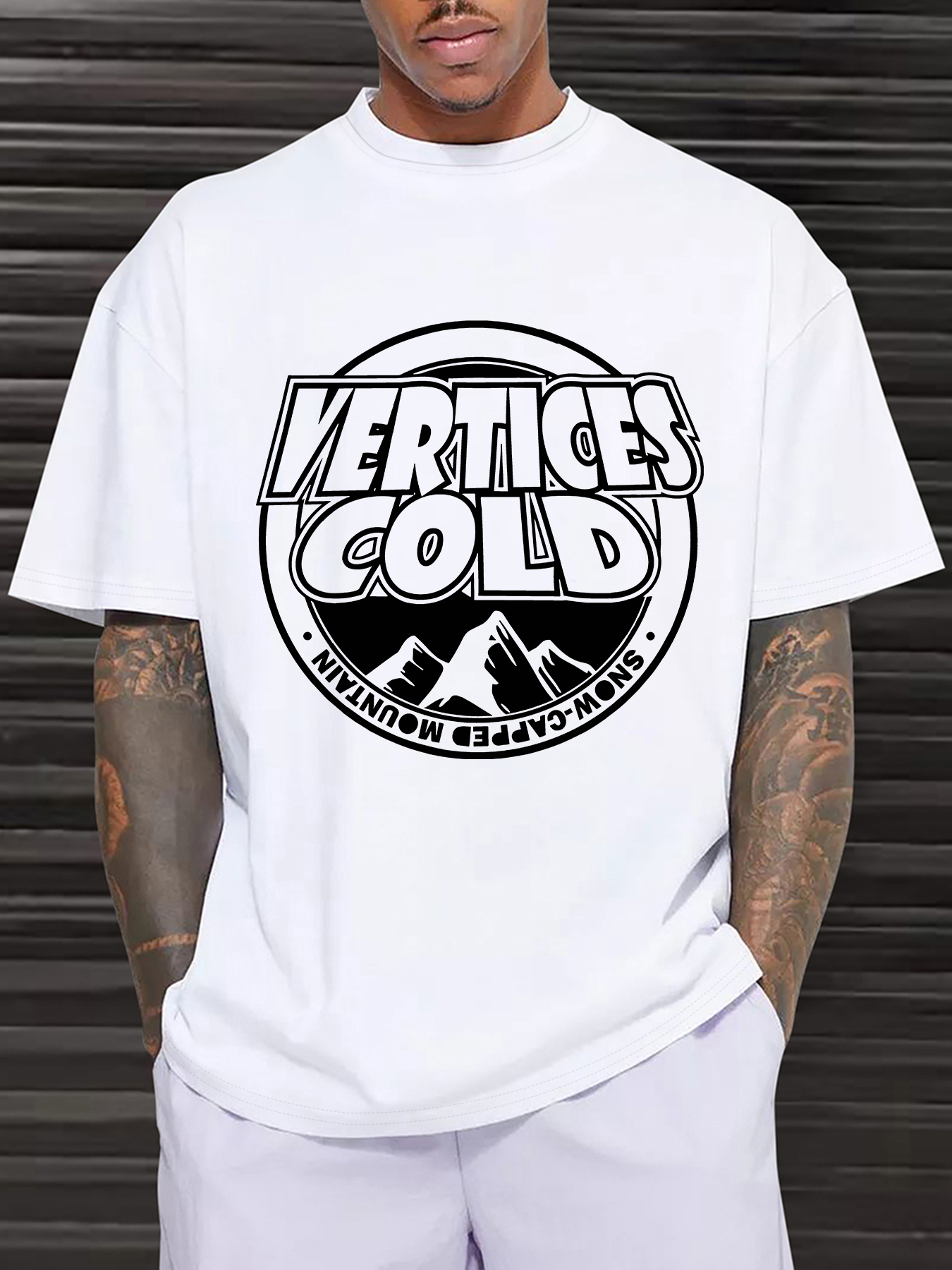 Crew Neck Vertices Cold Print Men's Fashionable Summer Short - Temu ...