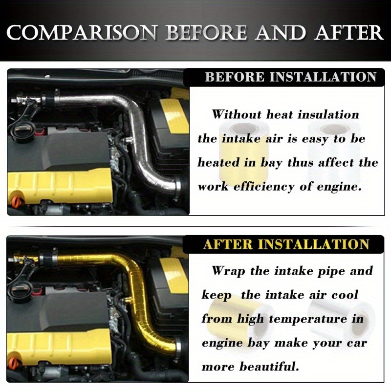 a golden thermal exhaust tape air intake heat insulation - Temu Australia