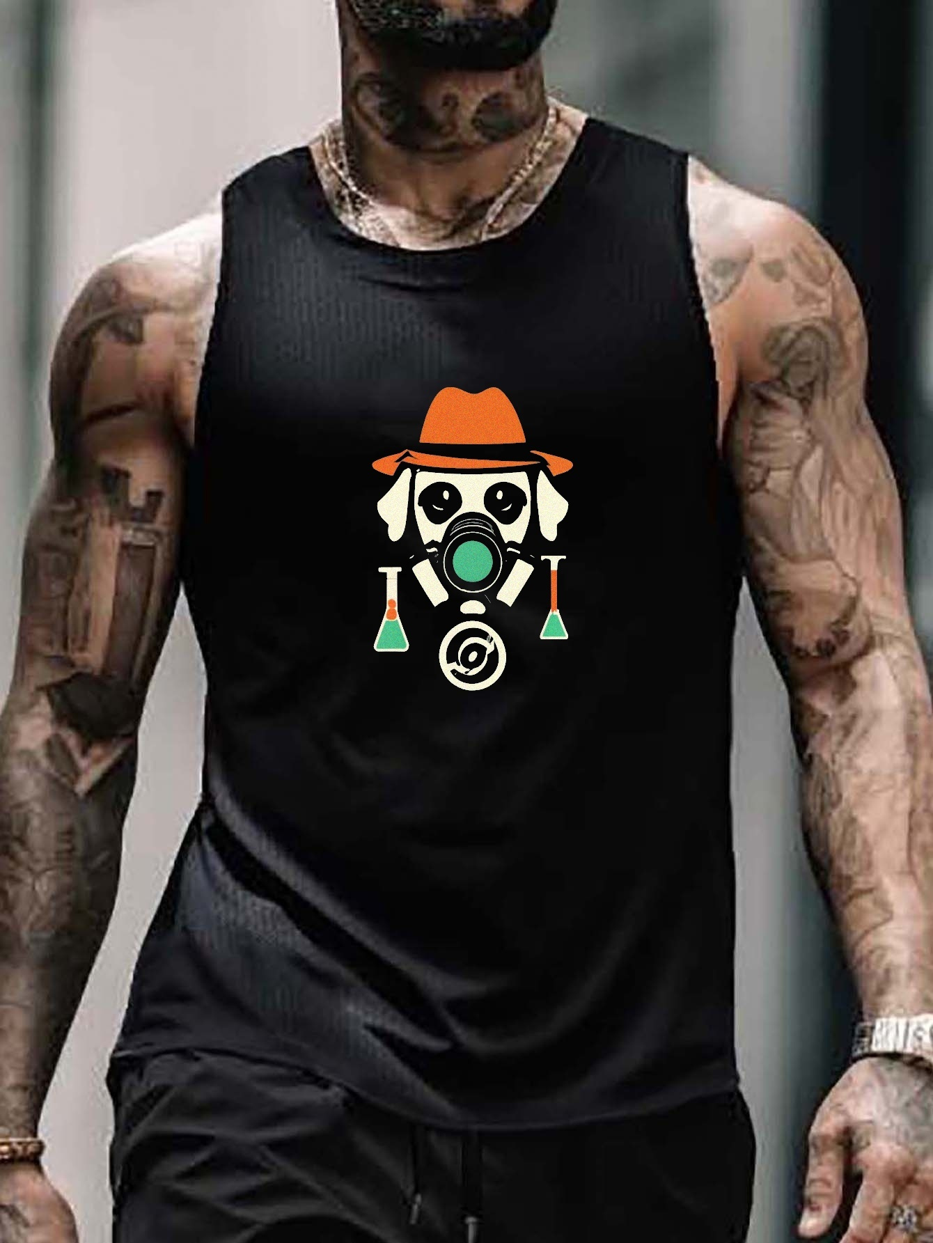 Men's Mesh Tank Tops Dog Hat Print Athletic Gym Bodybuilding - Temu Denmark