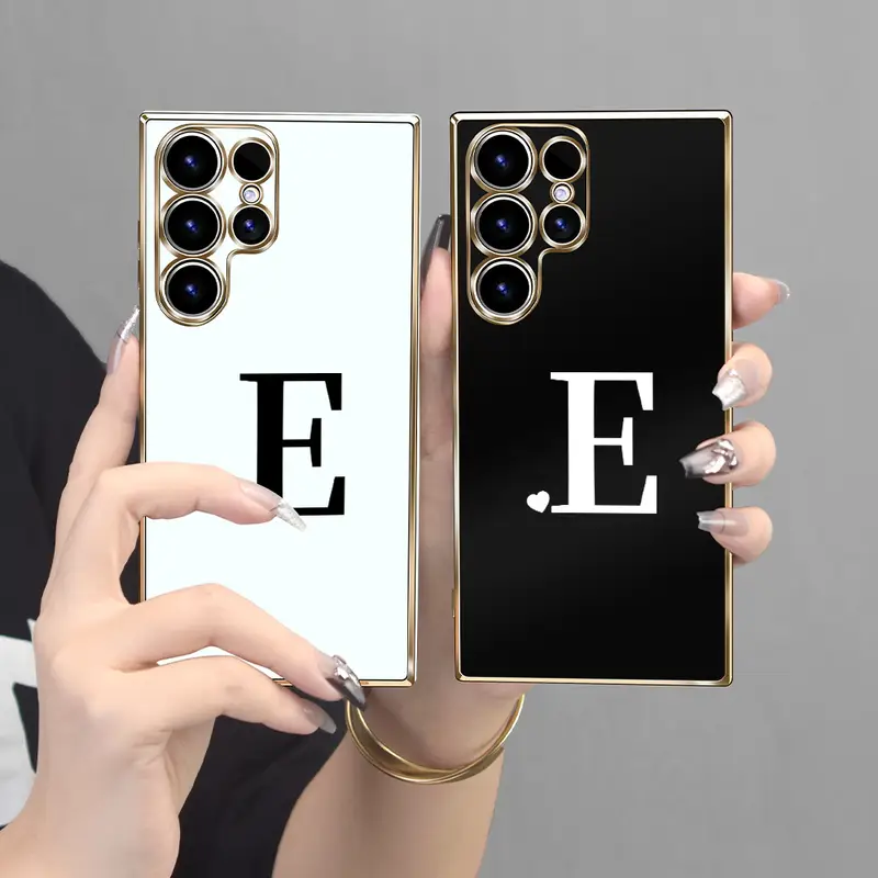 E Pattern Luxury Plating Phone Case Full Body Protection Temu New Zealand
