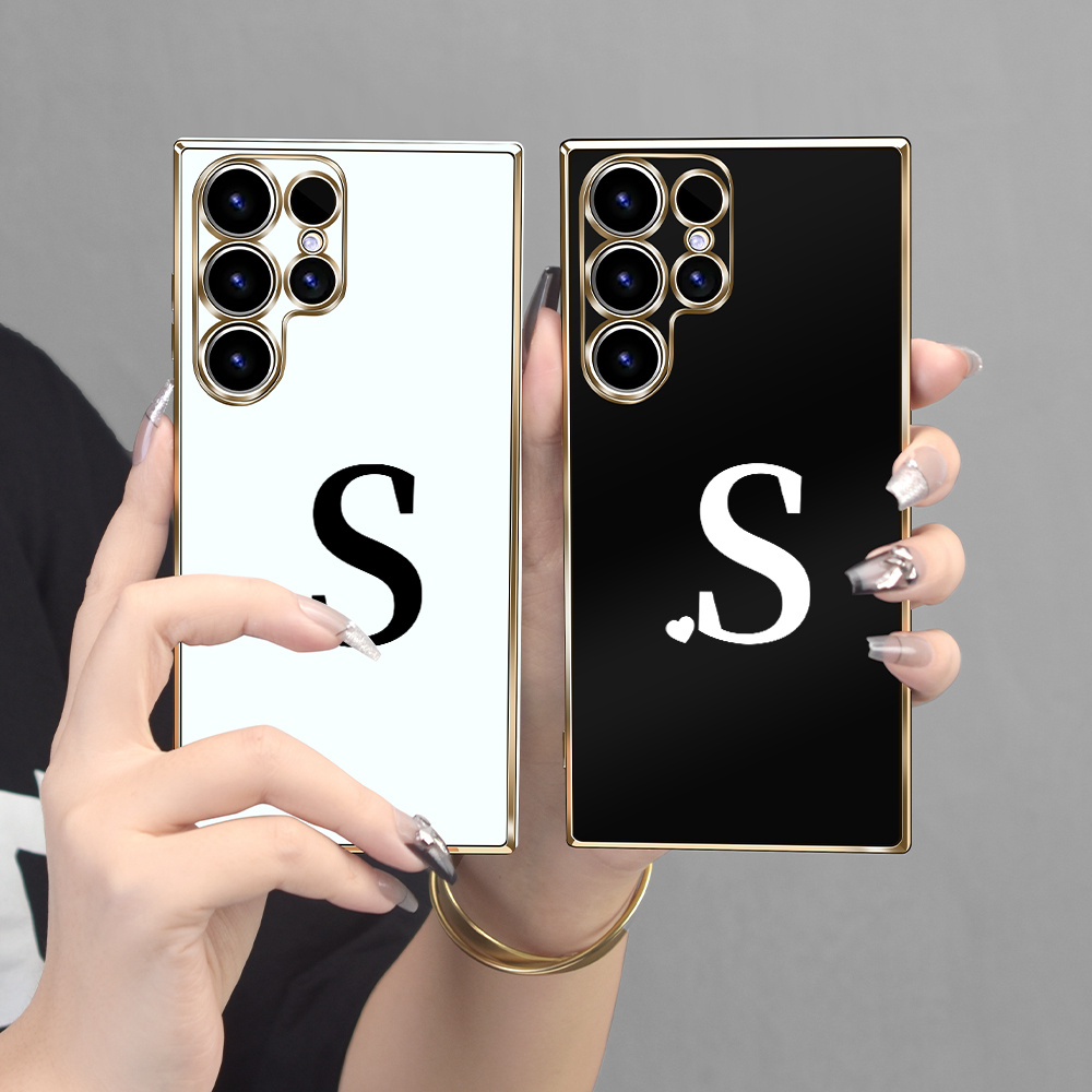 Letter S Pattern Luxury Electroplated Phone Case Full Body - Temu Canada