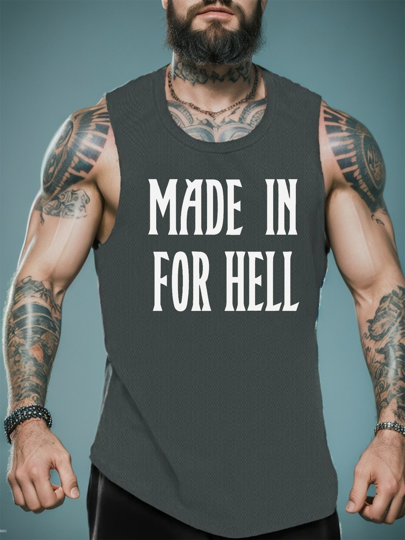 Made In For Hell Print Trendy Ærmeløse Tanktops Til Mænd - Temu Denmark