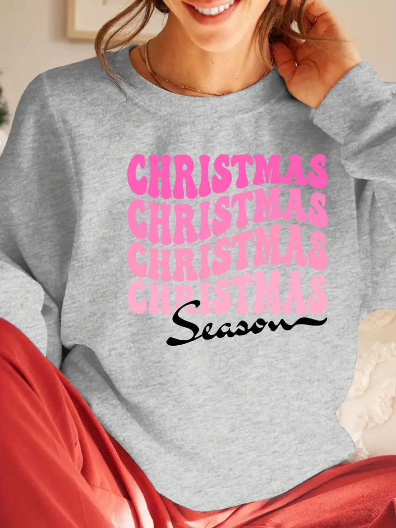Letter Print Pullover Sweatshirts Long Sleeve Crew Neck Temu Canada