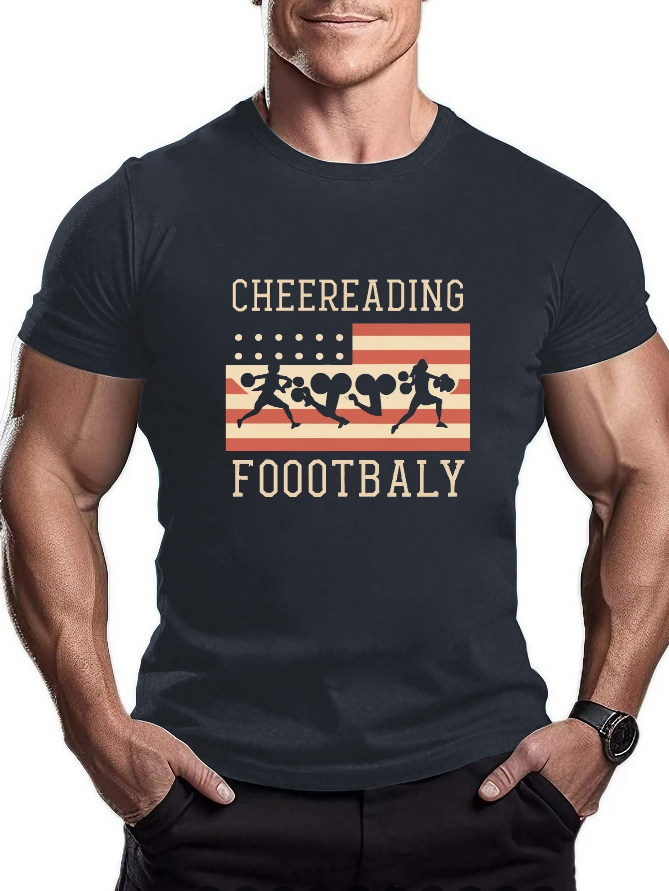 Cheerleading Football Print T Shirt Tees Men Casual Short - Temu Australia