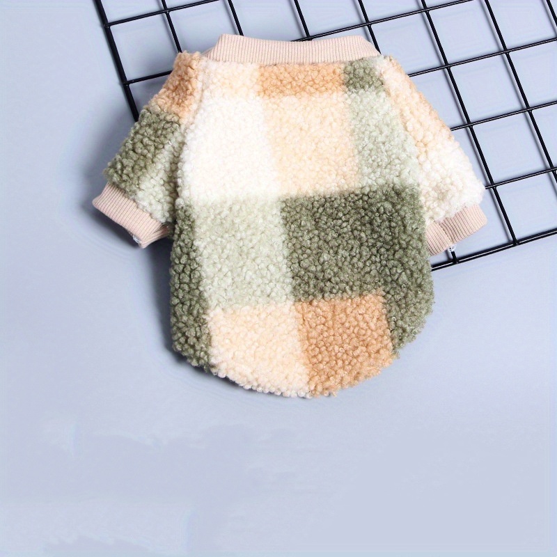small dogs sweater pet autumn and winter checkered clothes comfortable ...