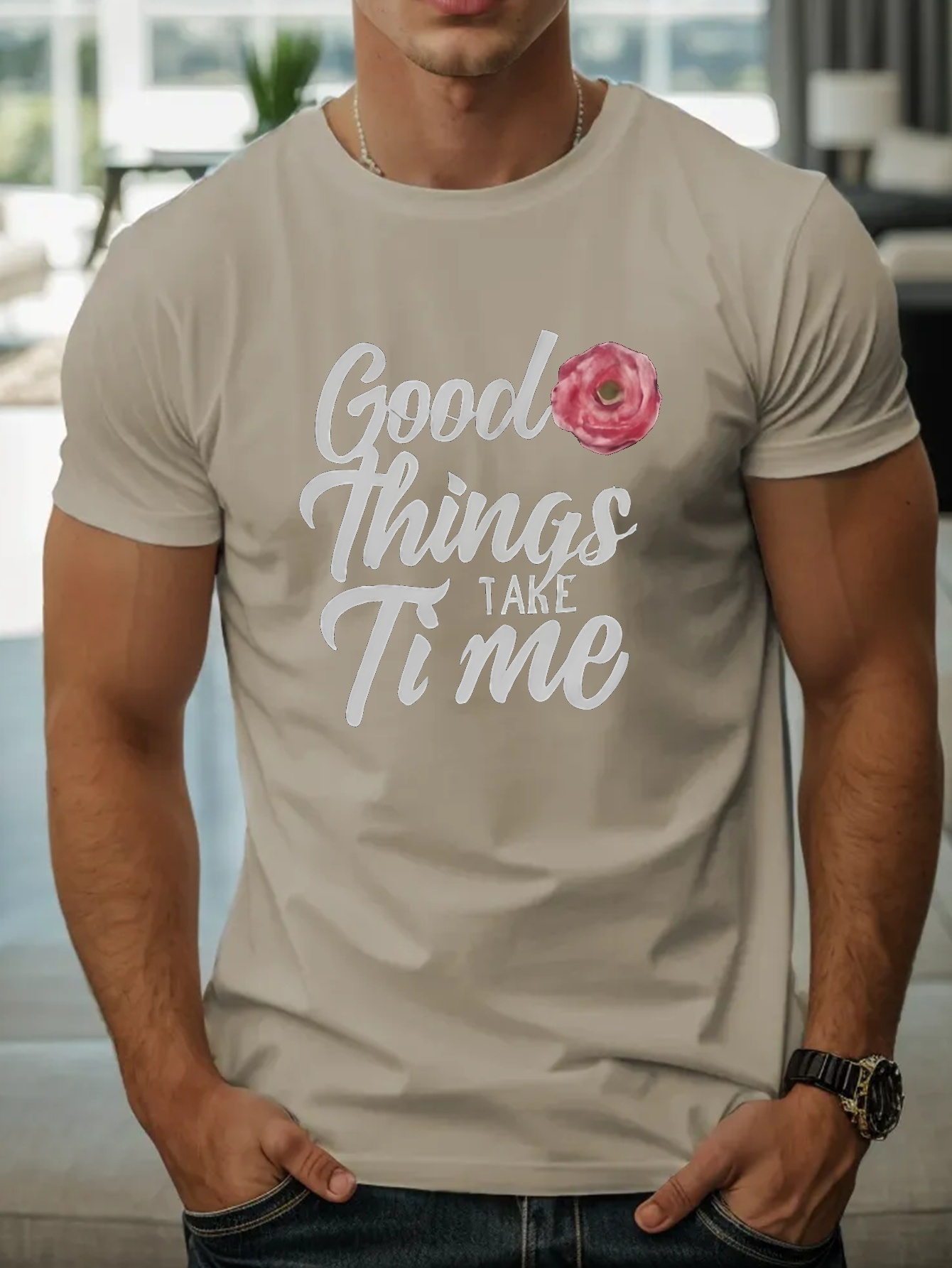 Good Things Take Time Print T Shirt Tees Men Casual Short - Temu Canada