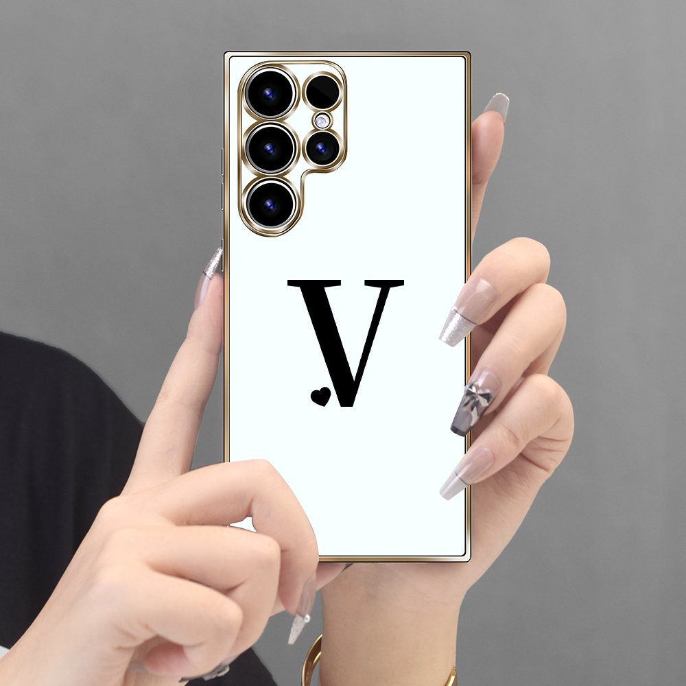 Letter V Pattern Design Luxury Electroplating Phone Case - Temu Philippines