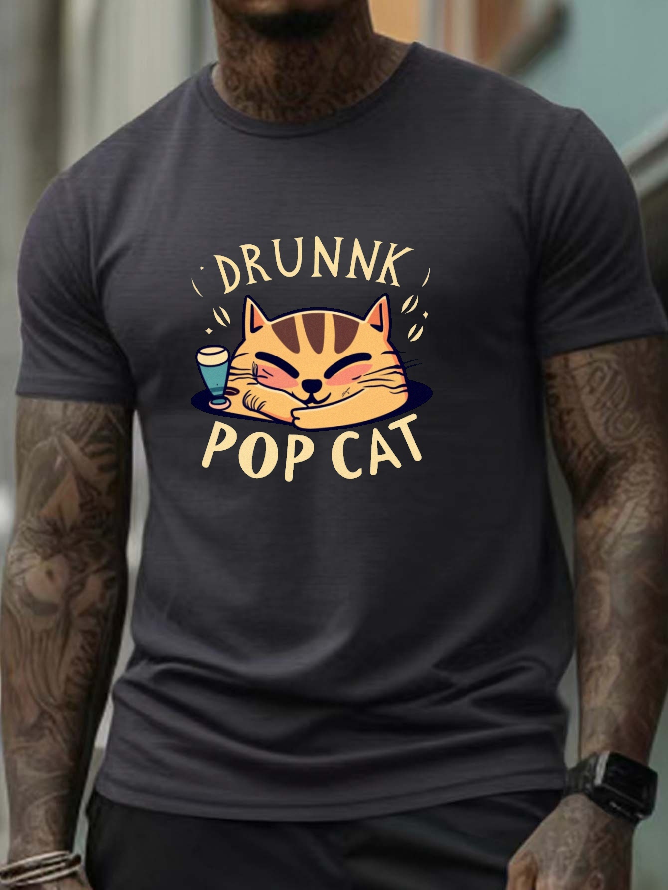 Plus Size Men's Lovely Cat Graphic Print T shirt Summer - Temu Ireland