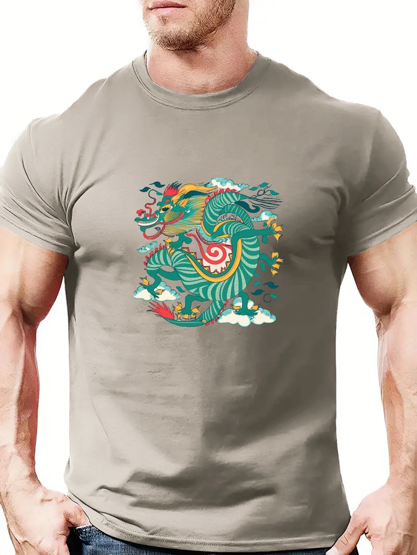 Plus Size Men's T shirt Dragon Graphic Print Short Sleeve - Temu Canada