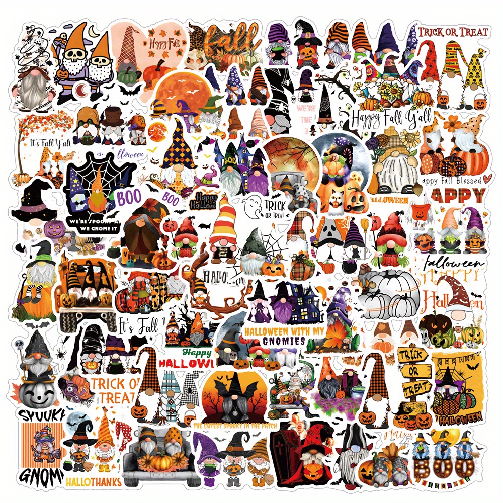 60шт Хеллоуїн Карликові наклейки Хеллоуїн Гарбузові наклейки Temu