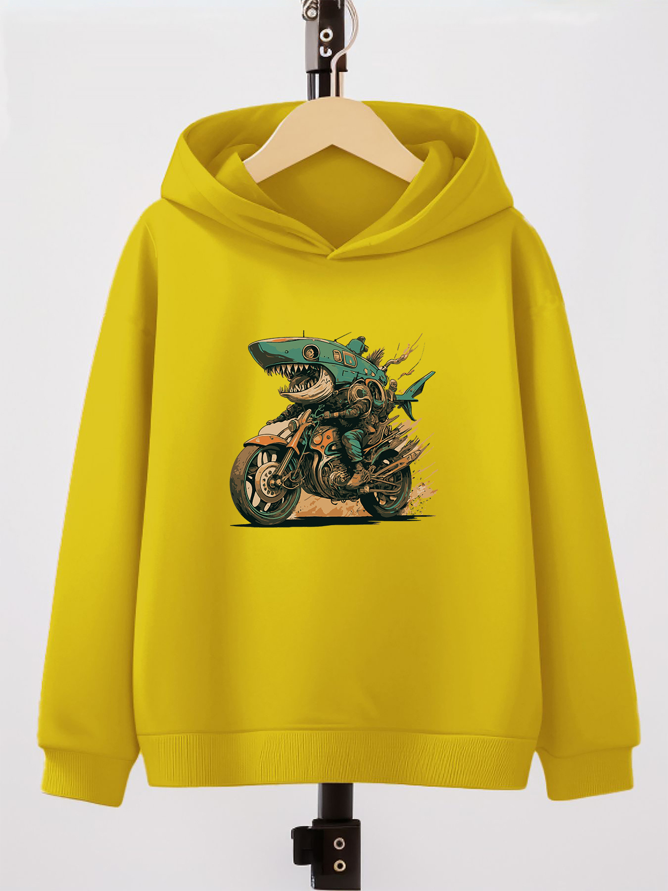 Stylish Cartoon Shark Rider Print Sweatshirt Boys Cool - Temu Ireland