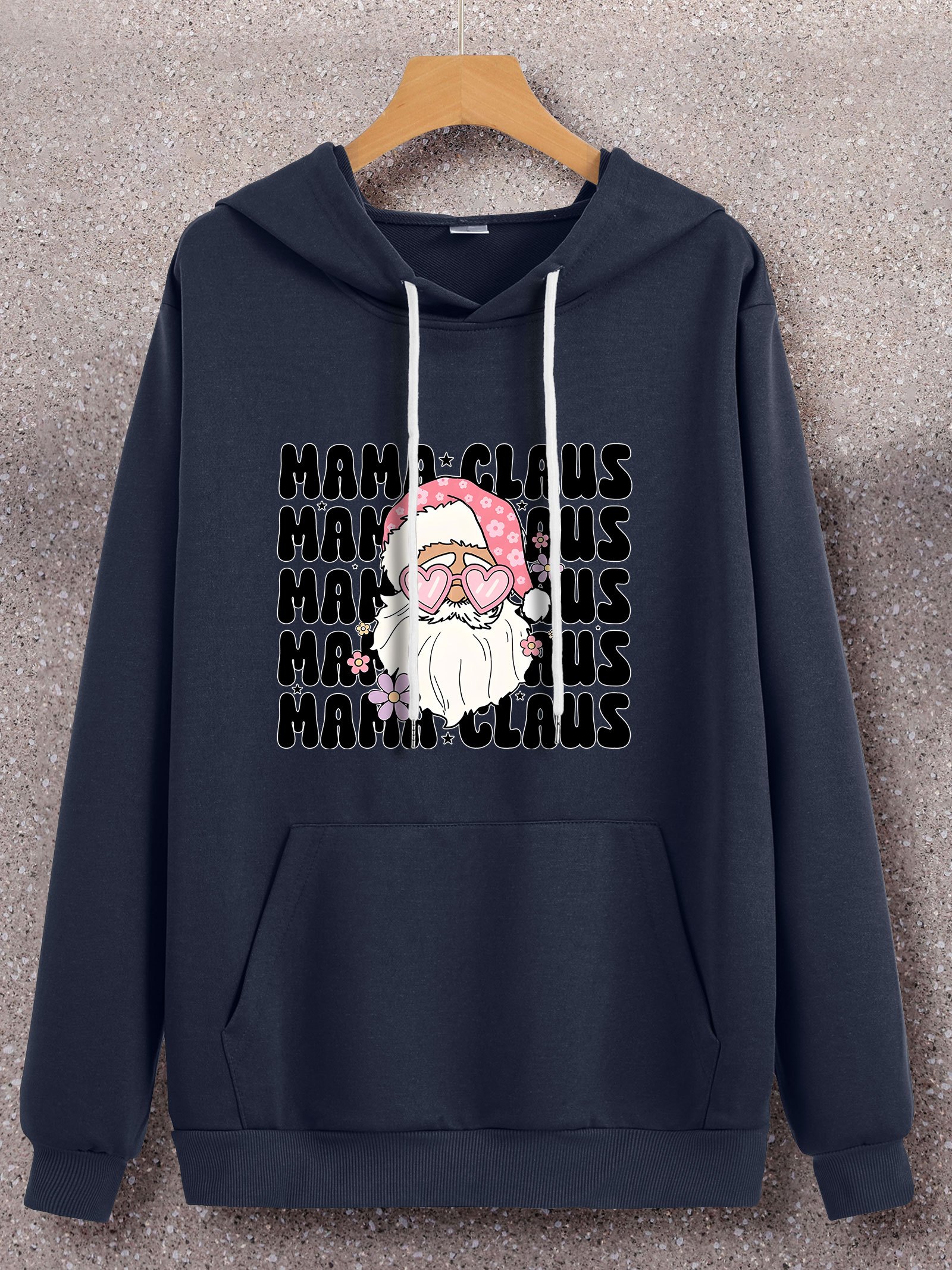 Christmas Santa Claus Print Kangaroo Pocket Hoodie Casual Temu Ireland