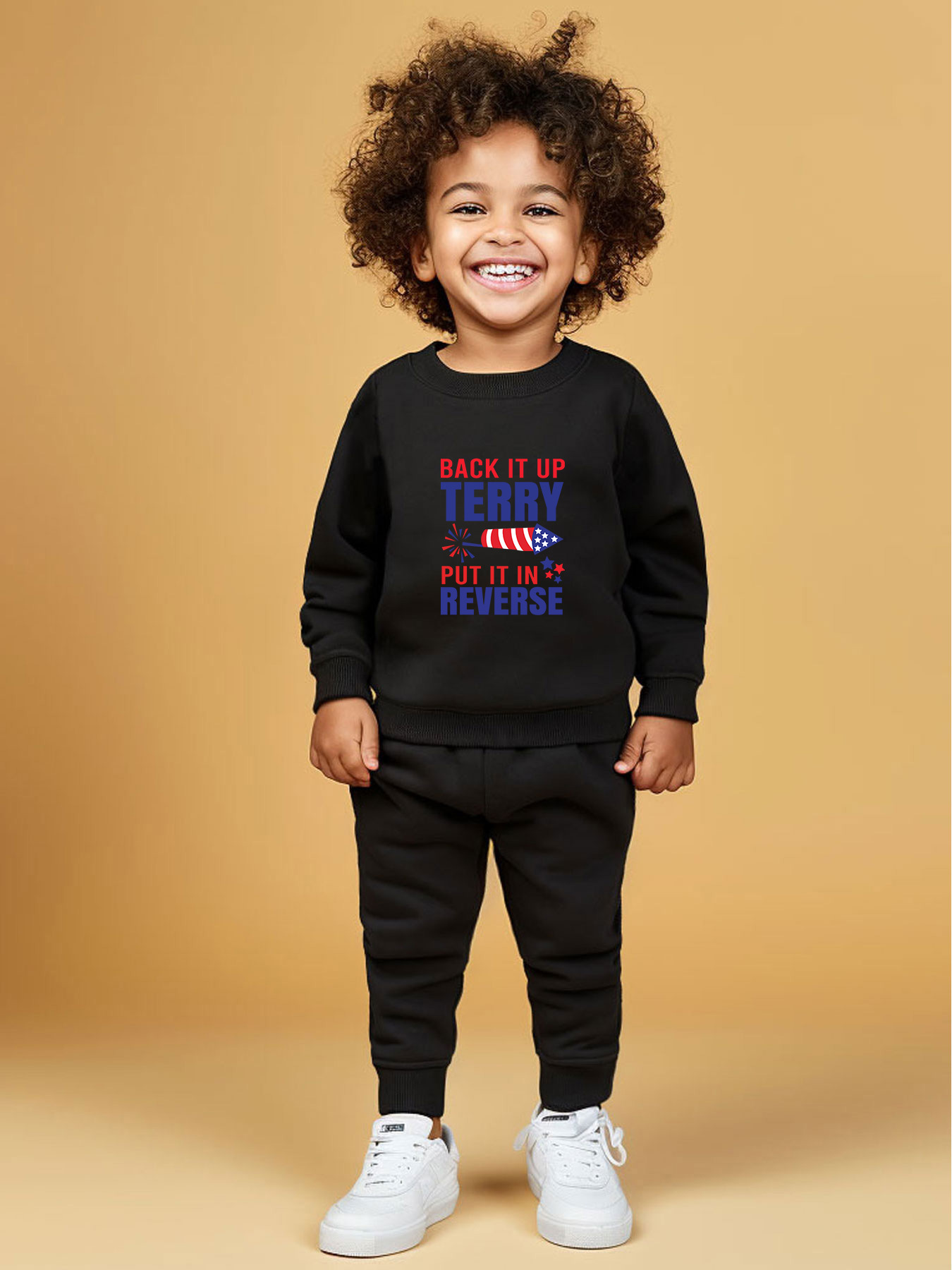 "back " Print Outfit Boys Sweatshirt Pants Set Kid's Clothes - Temu ...