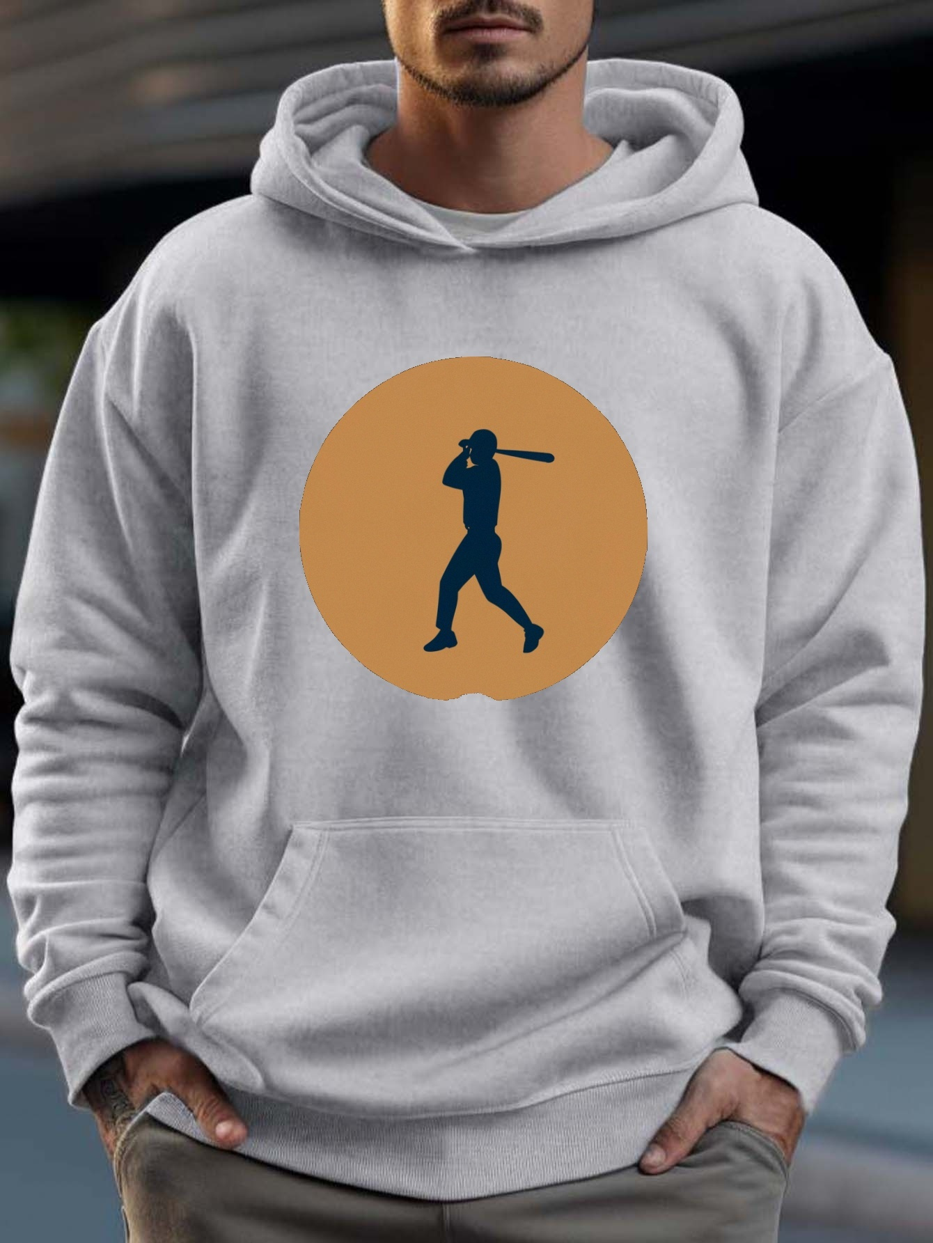 Player Playing Baseball Print Men's Pullover Round Neck Long - Temu Canada
