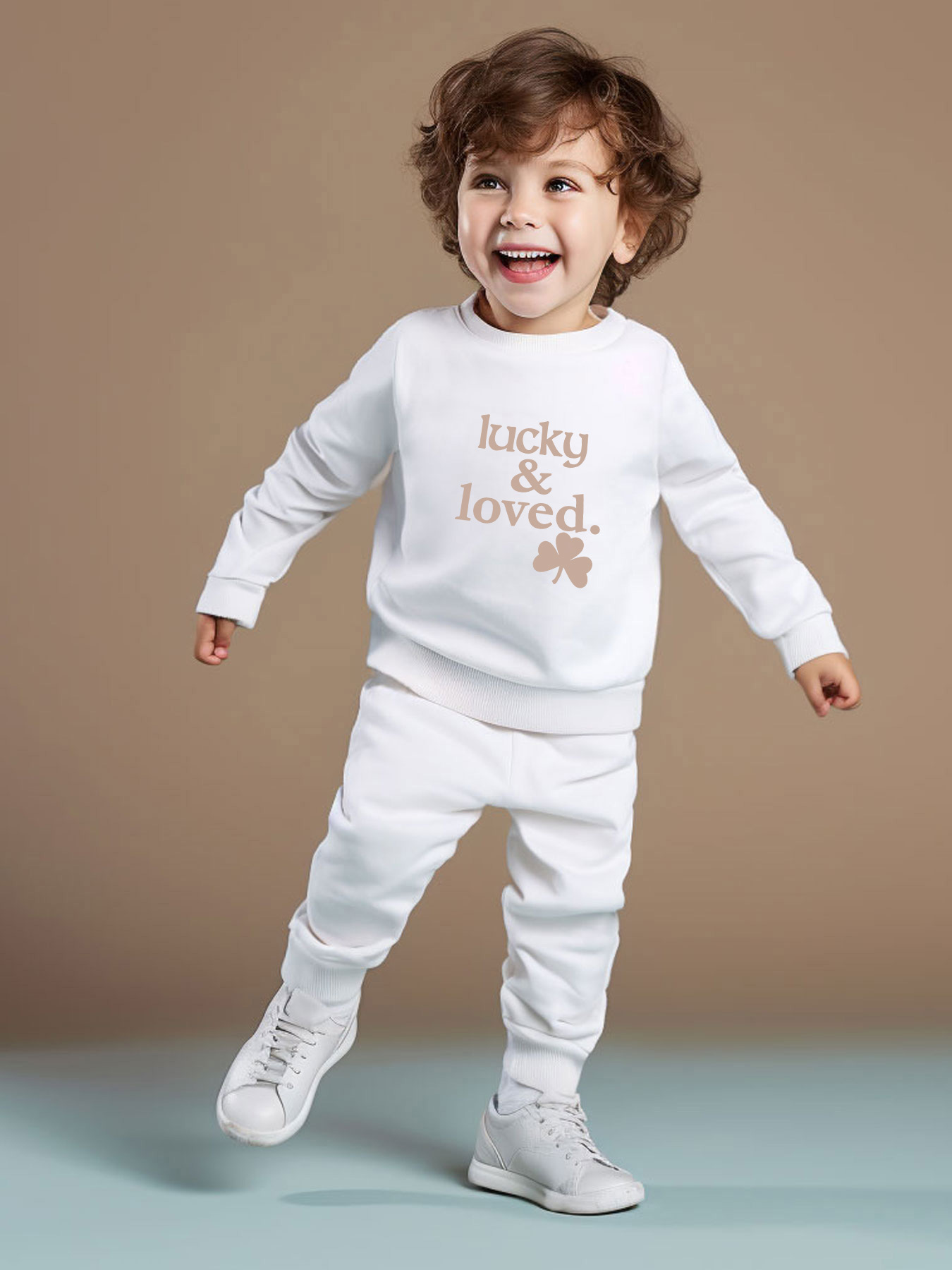 Pullover Sweatshirt Trousers Casual Set Lucky Loved Print - Temu Australia