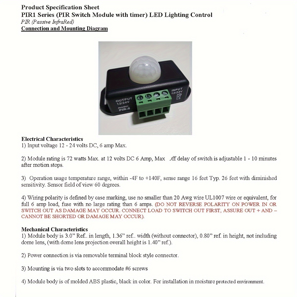 12v 24v Pir Sensor Adjustable Led C Black Infrared Motion - Temu