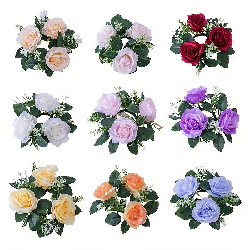 1pc Exquisite Artificial Roses Wreath Real Touch Artificial Flowers ...