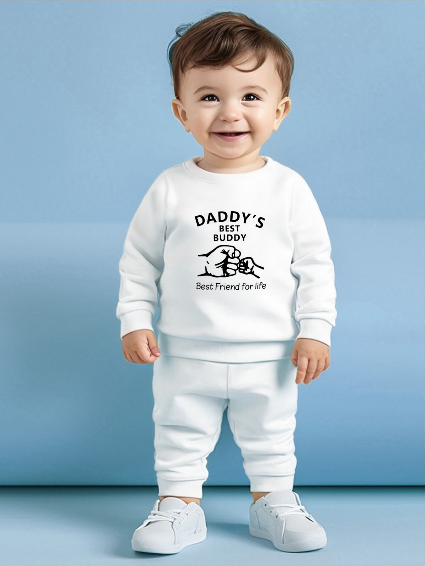 Baby's "daddy's Best Buddy" Print Long Sleeve Outfit - Temu Ireland