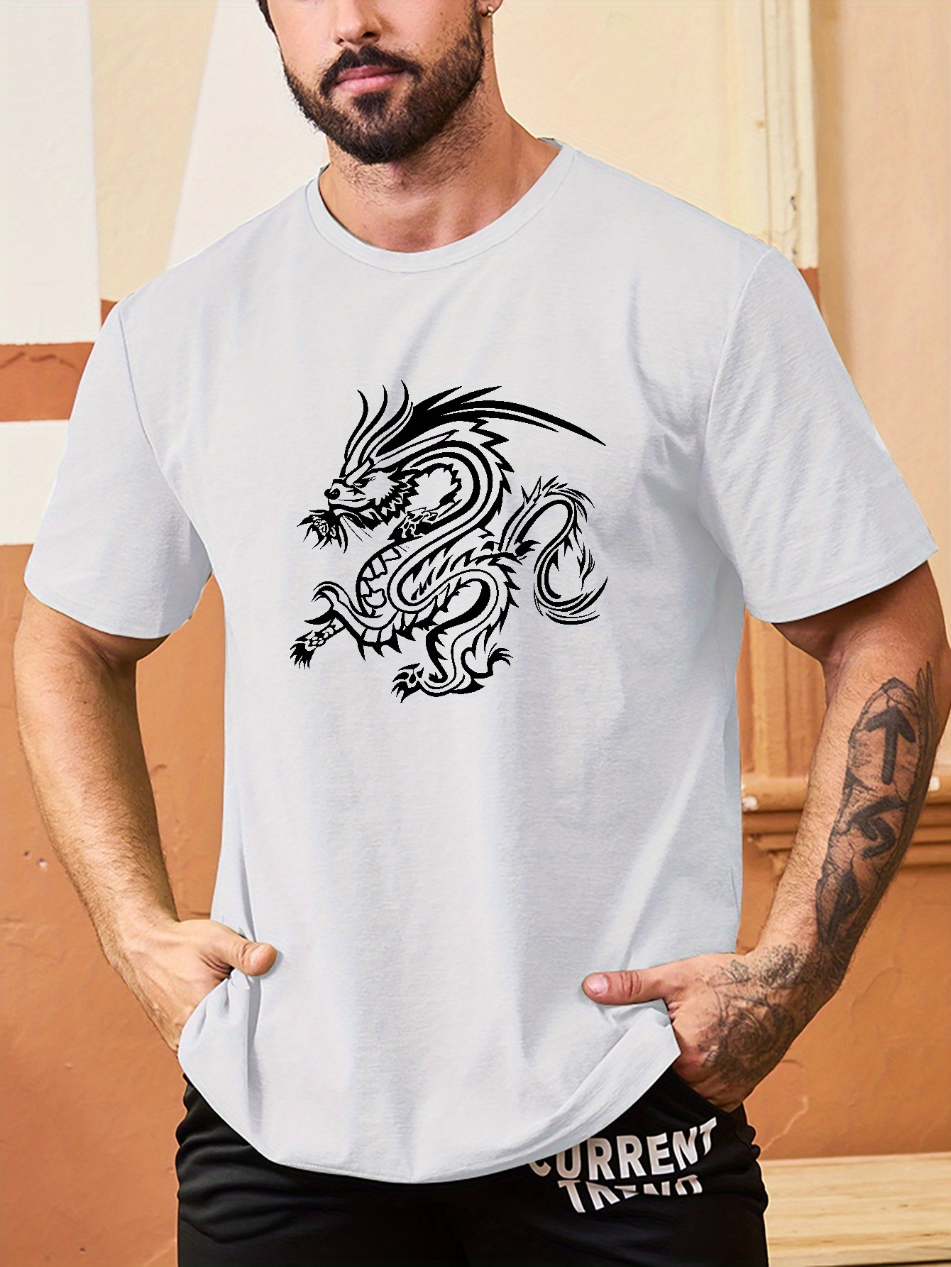 Plus Size Men's Anime Dragon Graphic Print T shirt Casual - Temu Canada