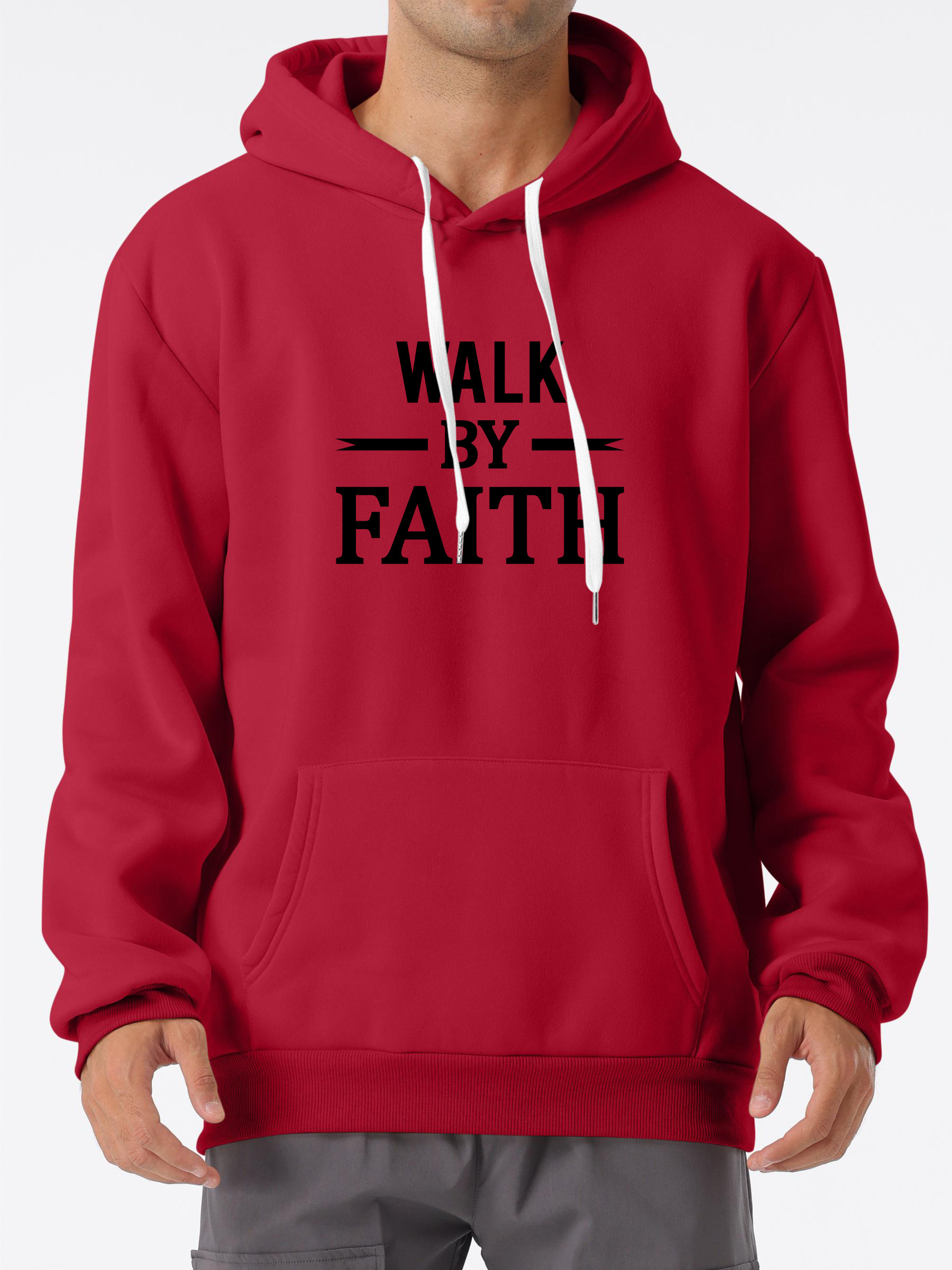 "walk Faith" Slogan Print Hoodie Fleece Men's Creative - Temu Canada