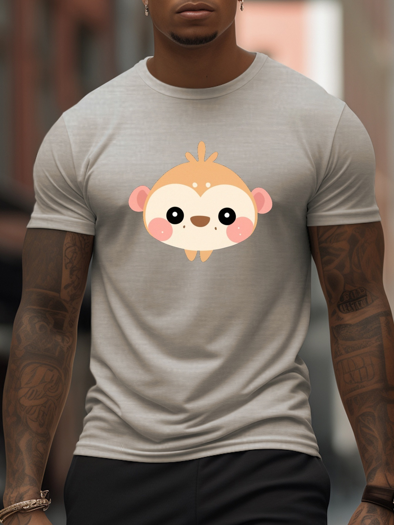Little Monkey Print T Shirt Tees Men Casual Short Sleeve T - Temu Ireland