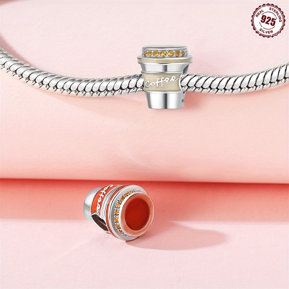 925 Sterling Silver Romantic Coffee Cup Charm Temperature - Temu New ...