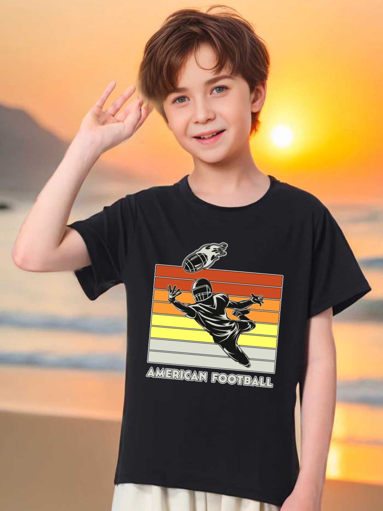 Football Player Print Boys Cool T shirt Clothing Casual - Temu Australia