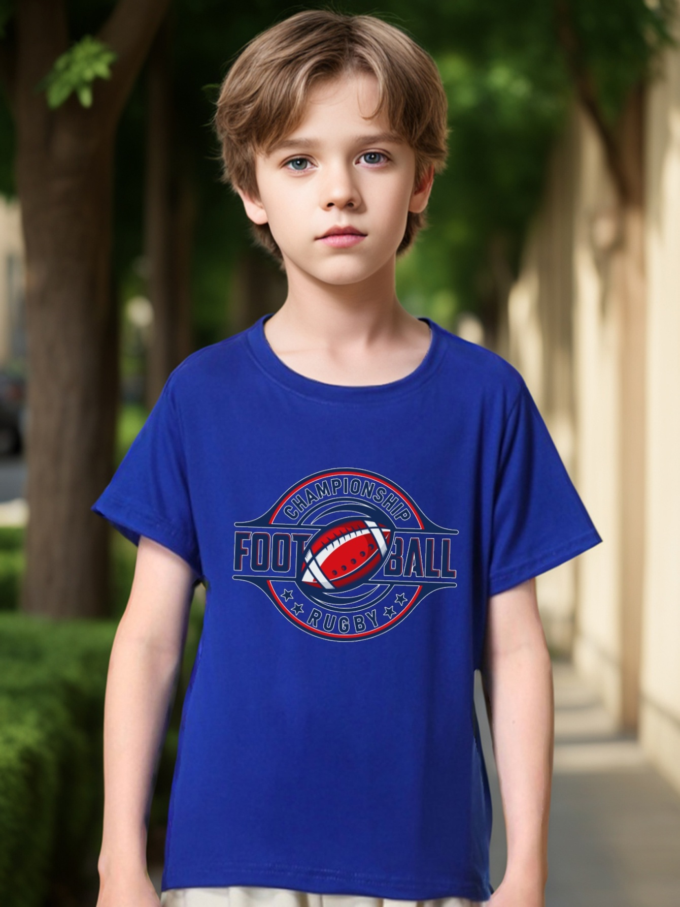 Football Rugby Print Boys Short Sleeve T shirt Round Neck - Temu ...