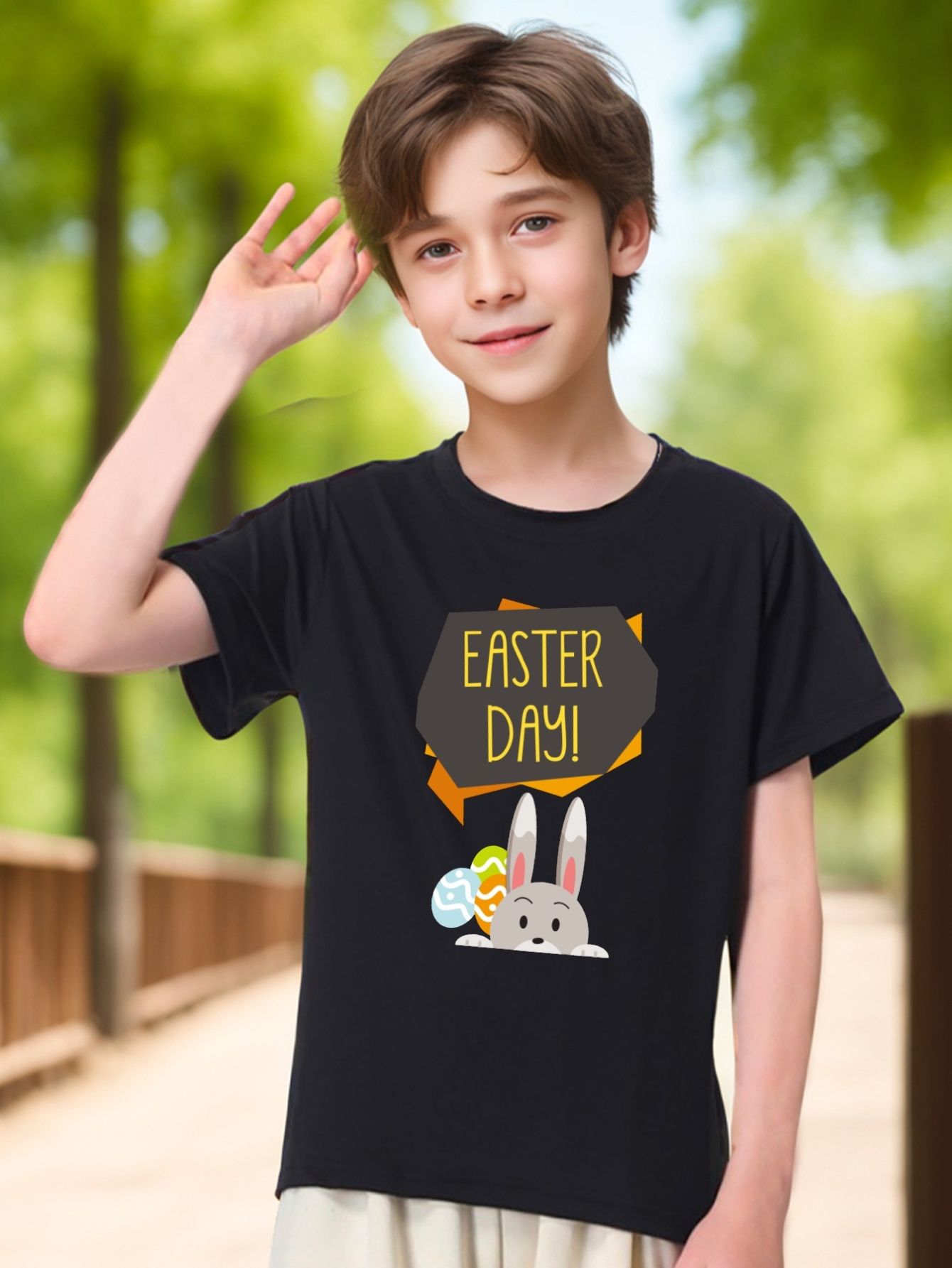 Easter Day Rabbit Print Boys Cute T shirt Clothing Casual - Temu Australia