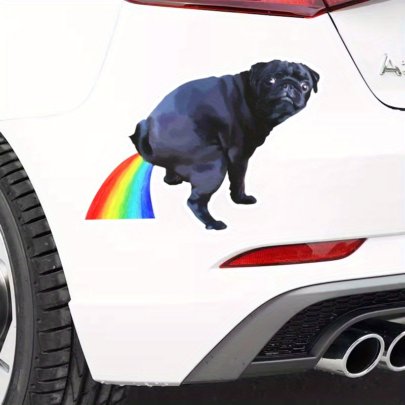 rainbow pug vinyl sticker: waterproof decal car laptop wall - {region_name}