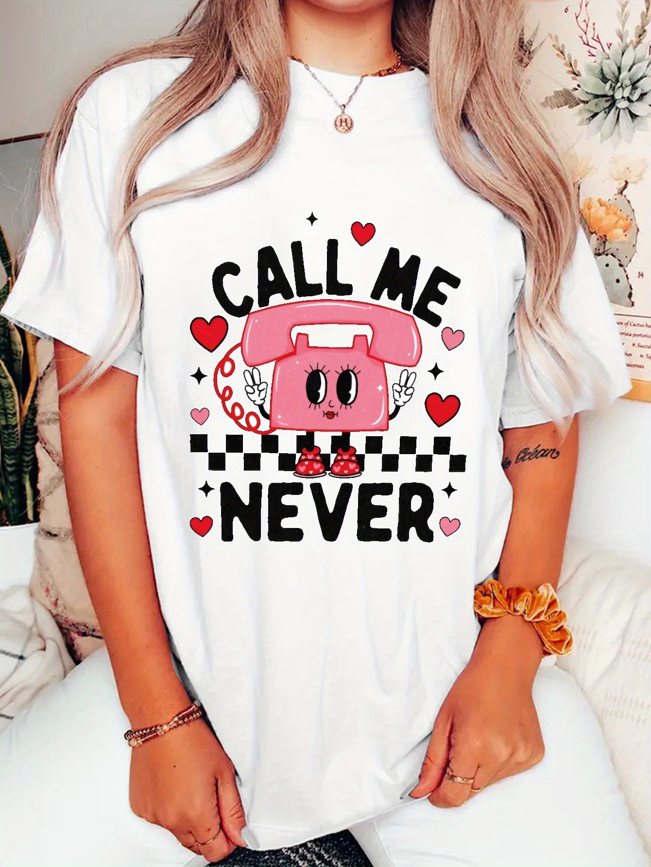 Valentine Print T shirt Short Sleeve Crew Neck Casual Top - Temu Australia