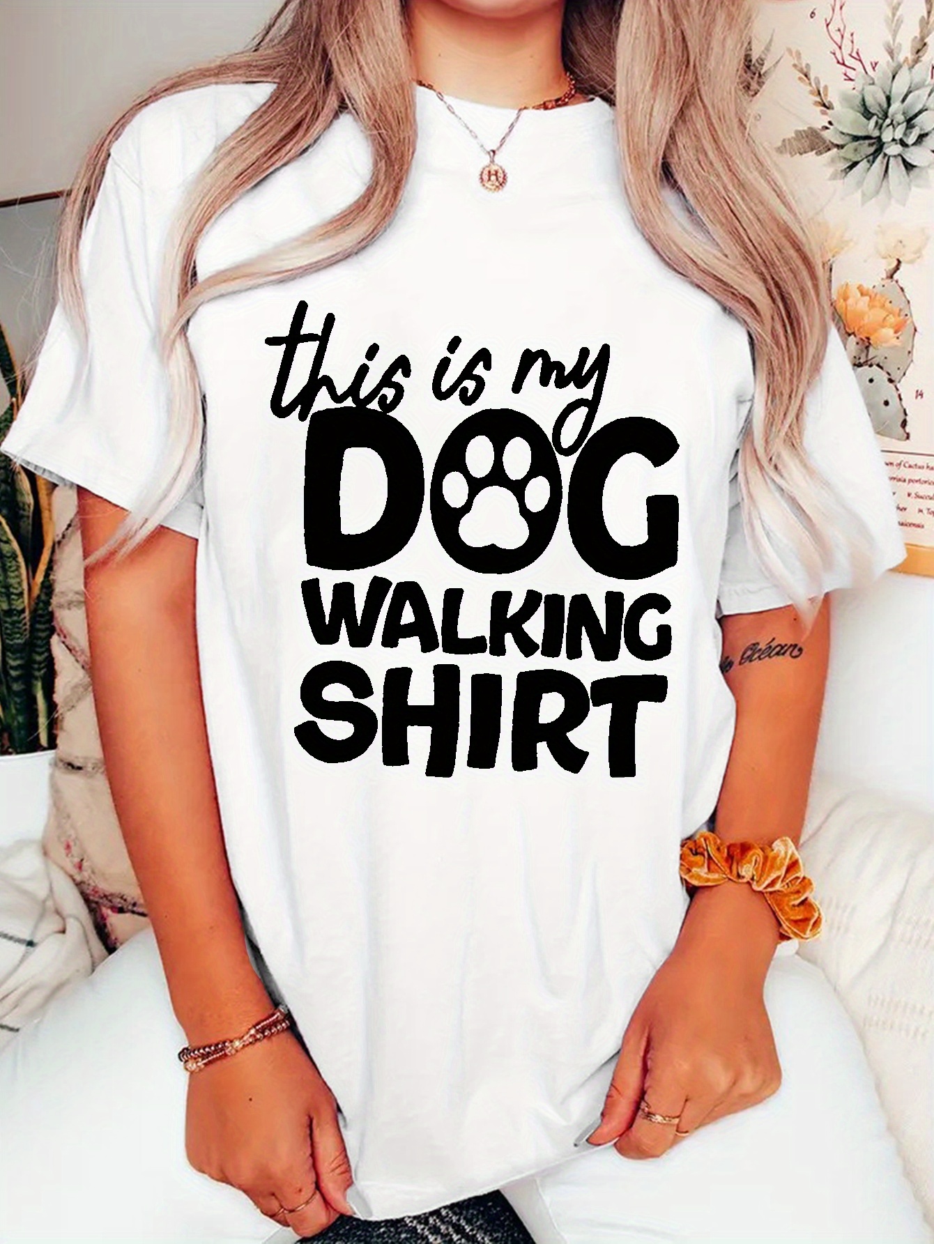 Dog Walking Shirt Print T shirt Short Sleeve Crew Neck - Temu Philippines